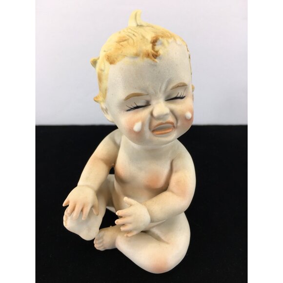 Norcrest | Art | Vtg Norcrest Crying Piano Baby Bisque Figurine ...